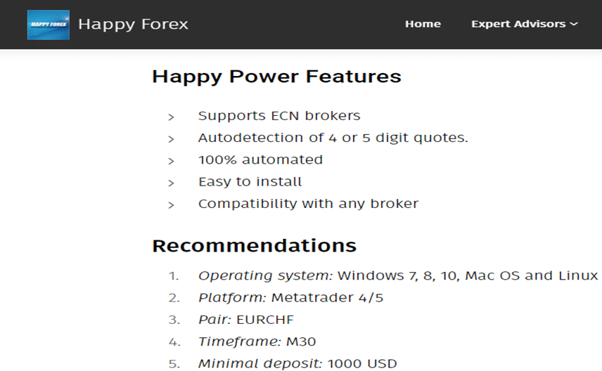 Happy Power EA Review - Forex Robot Expert